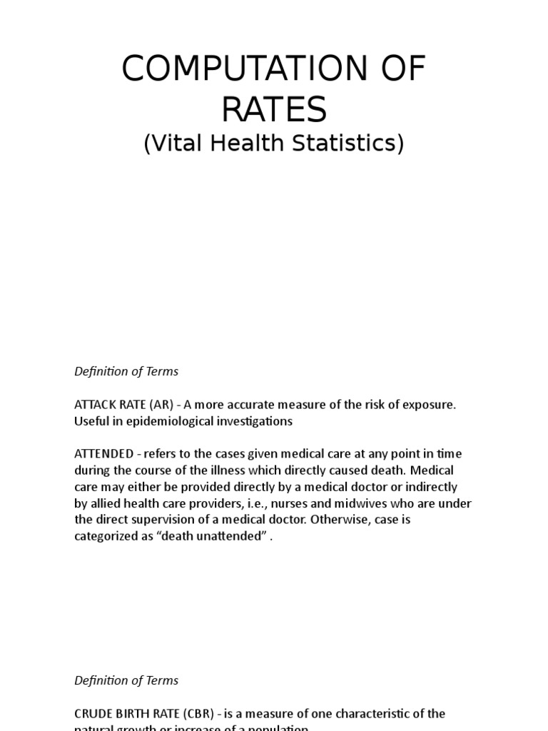 Computation of Rates: (Vital Health Statistics) | PDF | Pregnancy | Fetus