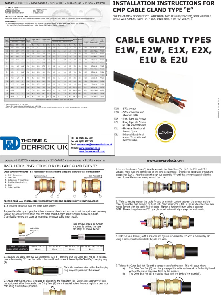 Cable Gland Types E1W, E2W, E1X, E2X, E1U & E2U | PDF | Nut (Hardware ...