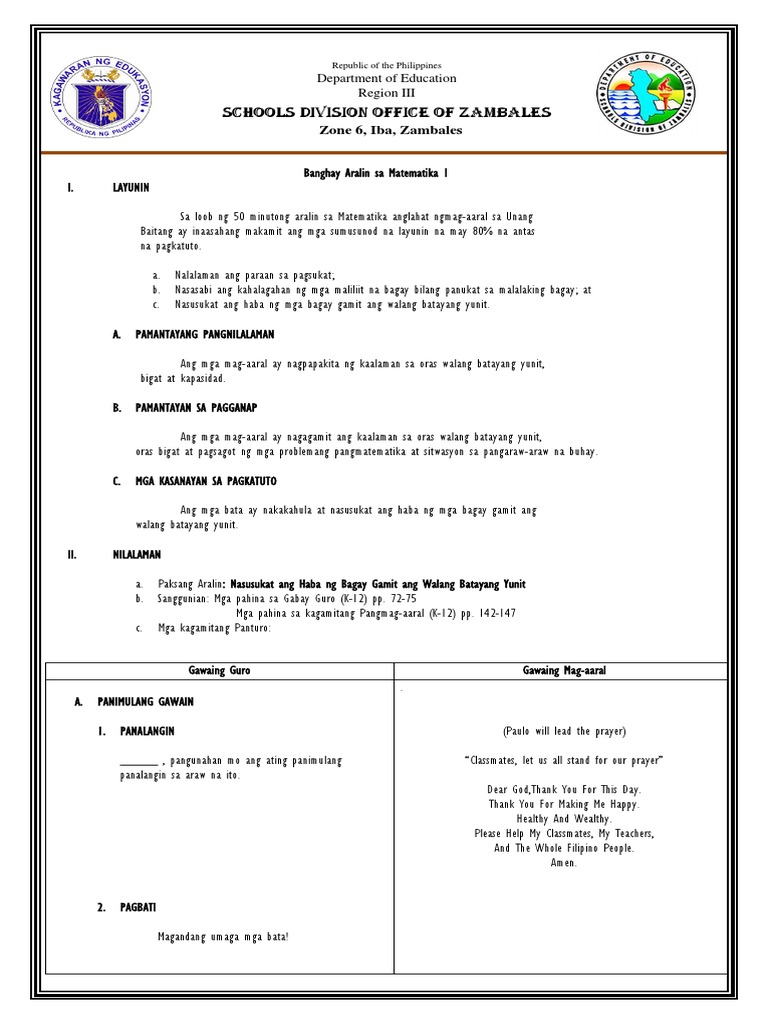 Math Tagalog LP Final | PDF