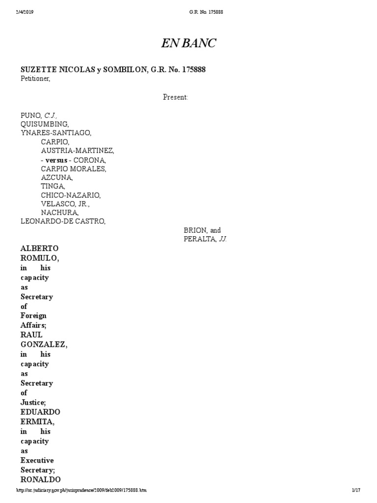 11 PIL Nicolas v. Romulo (OG) | PDF | Remand (Detention) | Treaty