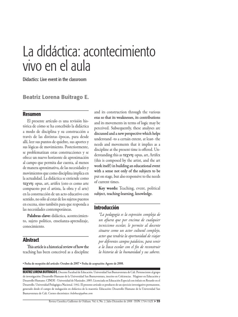 La - Didactica Acontecimiento Vivo en El Aula | PDF | Science | Maestros