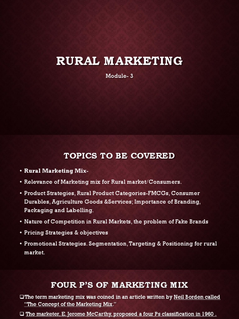 Rural Marketing: Module-3 | PDF | Market Segmentation | Marketing