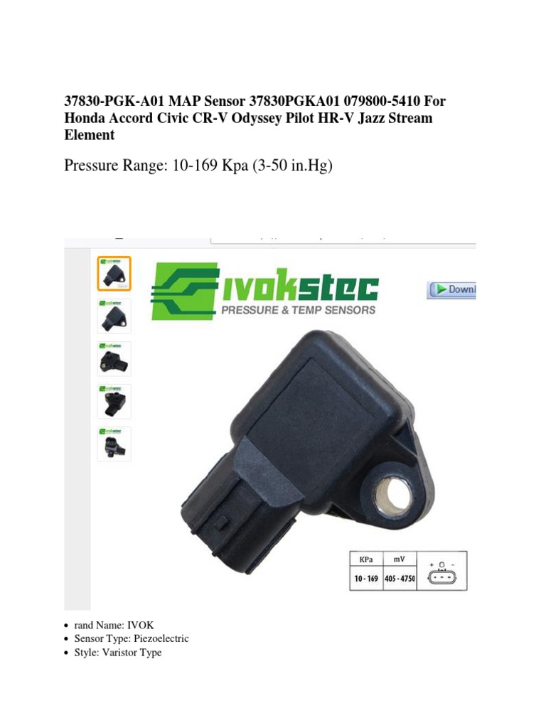 Map Sensor 079800 5410 Denso | PDF | Sensor | Electrical Components