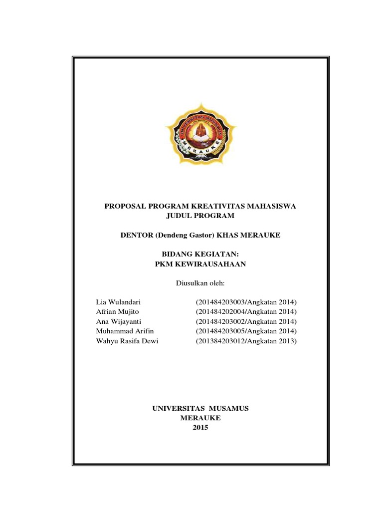 Proposal 3 PKMK Universitas Musamus Merauke | PDF
