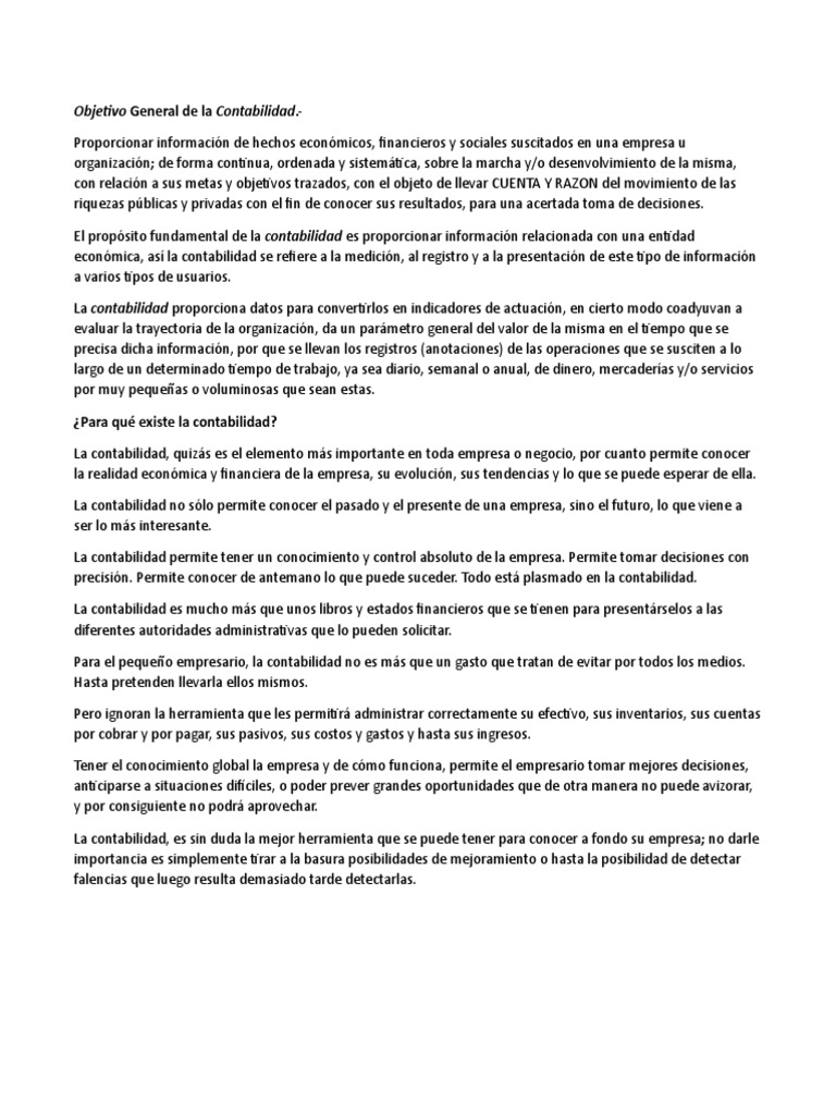 Objetivo de La Contabilidad | PDF | Contabilidad | Conocimiento