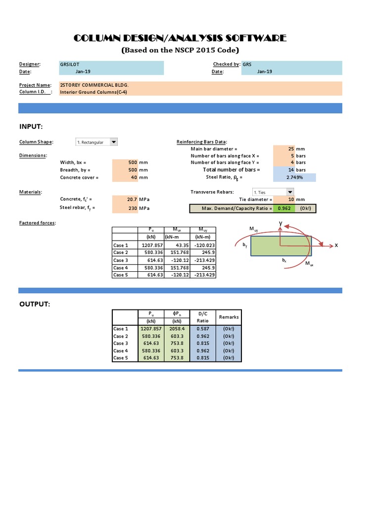 RCC Column Design Analysis Report | PDF | Architectural Elements ...