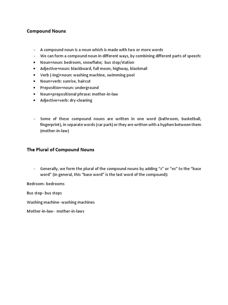 Compound Nouns Theory | PDF