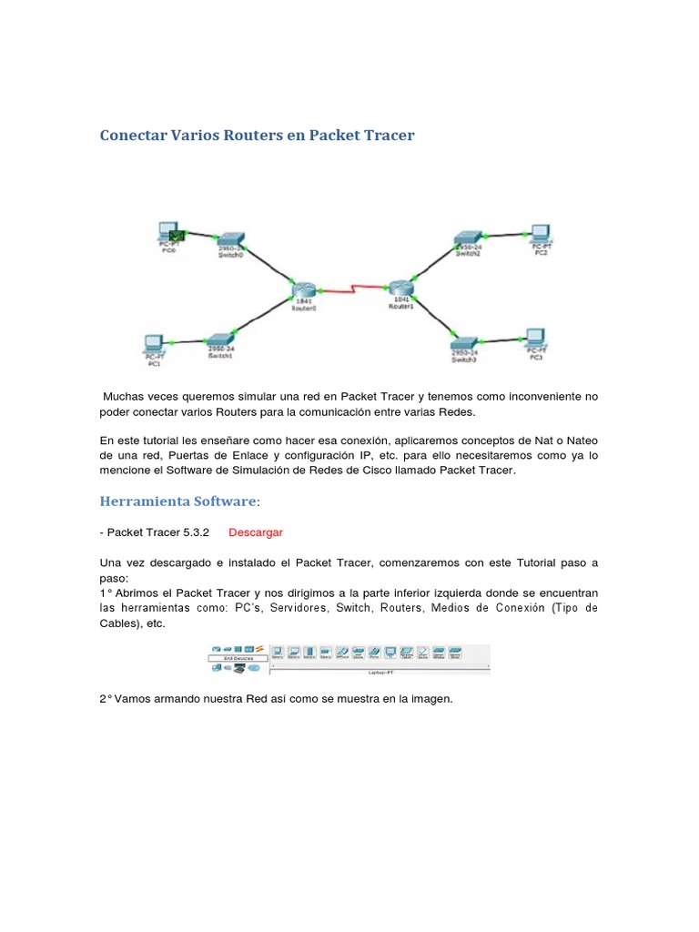 Conectar Varios Routers en Packet Tracer | Descargar gratis PDF | Enrutador (Computación ...