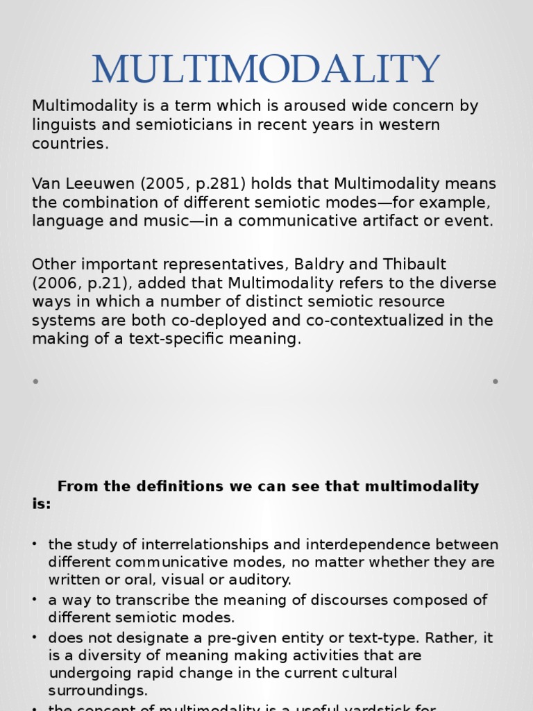MULTIMODALITY | PDF | Cybernetics | Semiotics