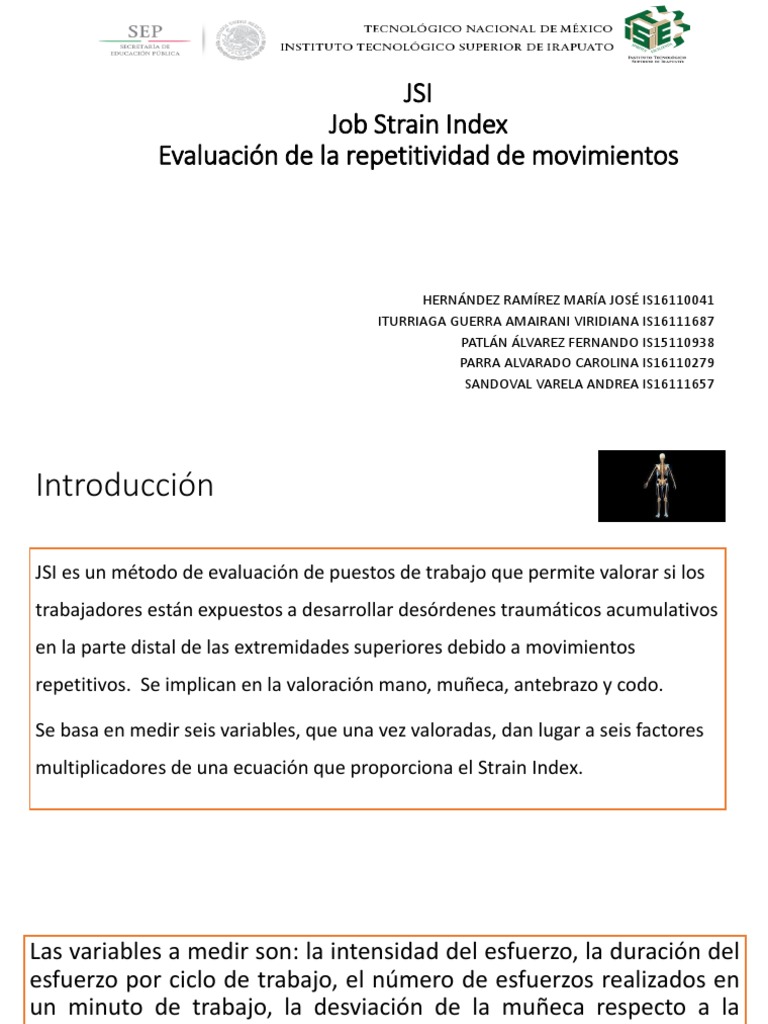 Job Strain Index | PDF | Hora | Medición