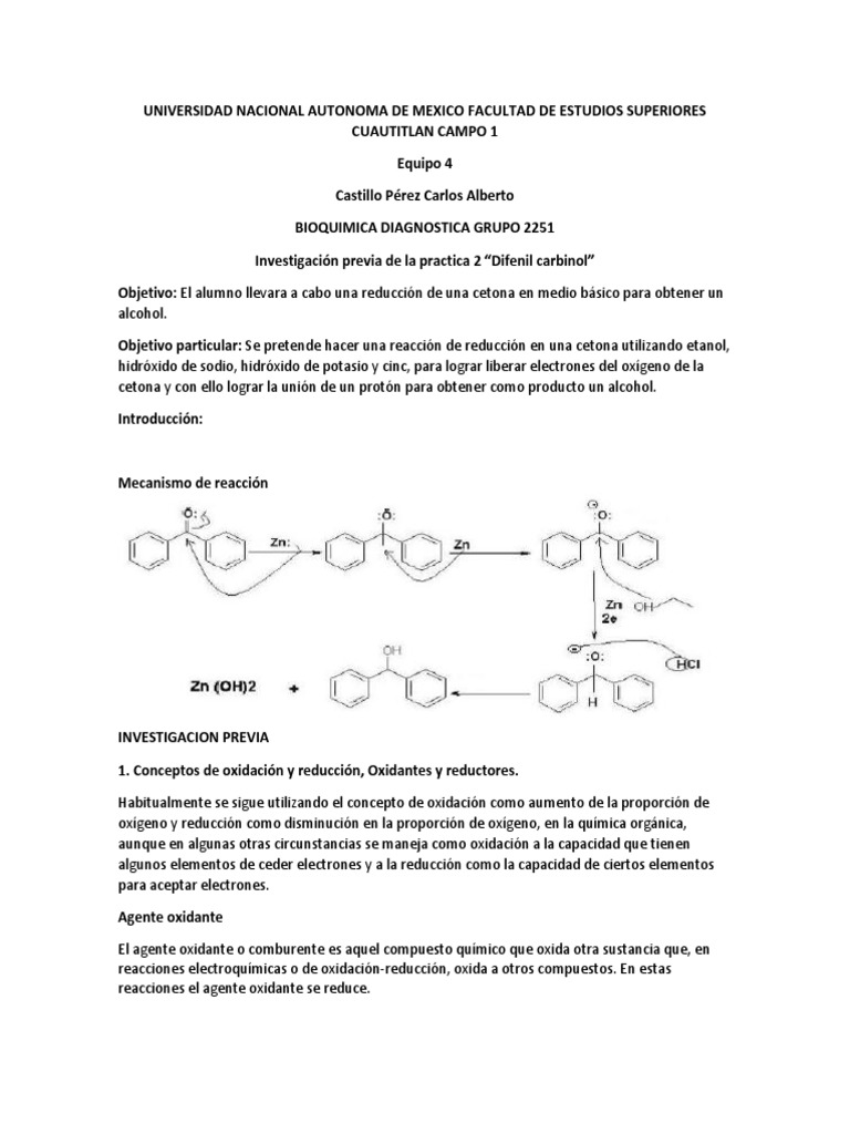 Difenil Carbinol | PDF | Agente oxidante | Redox
