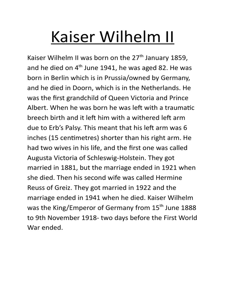 Kaiser Wilhelm II | PDF