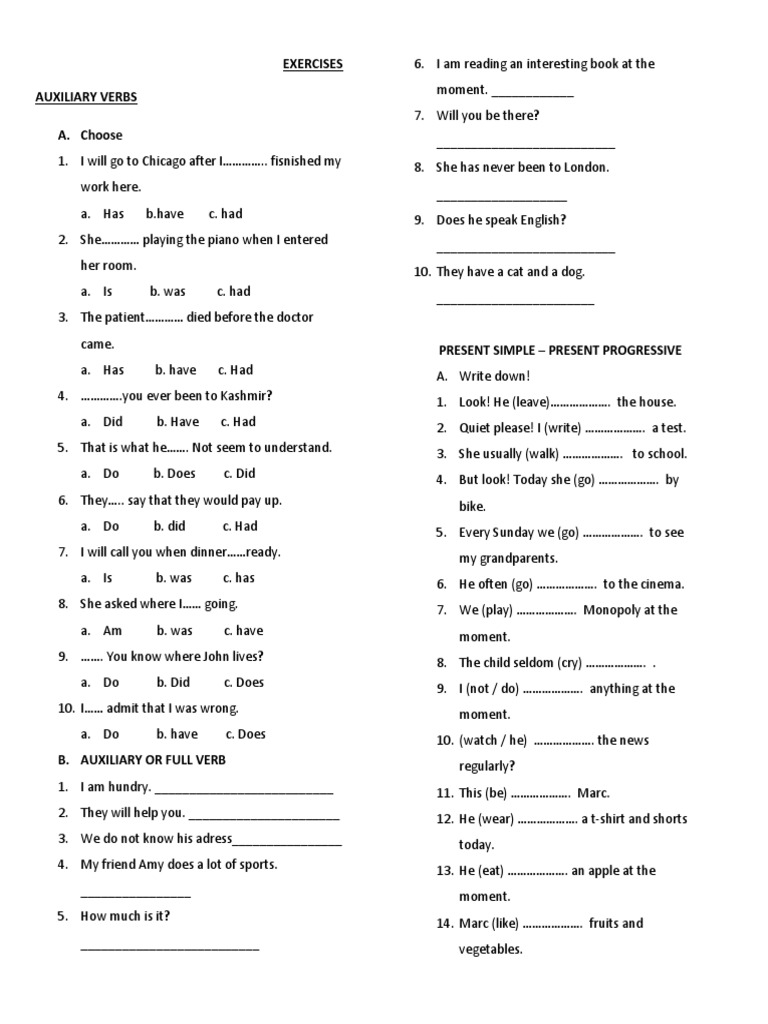 Exercises English | PDF
