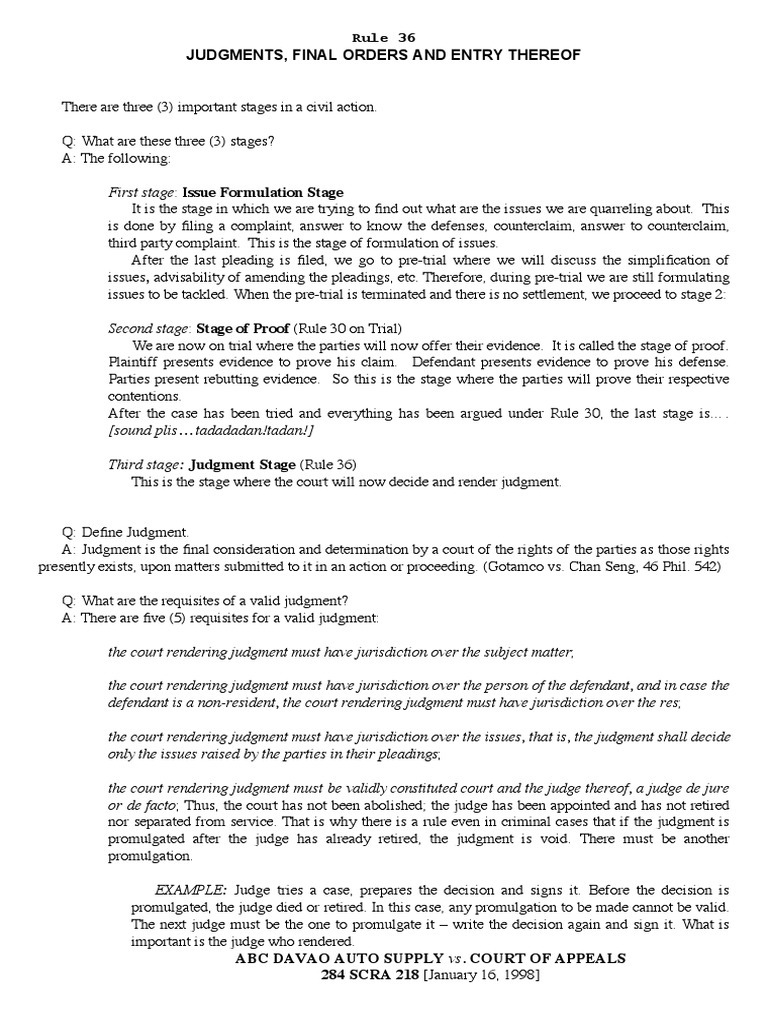 Rule 36 Judgment Requirements | PDF | Judgment (Law) | Lawsuit