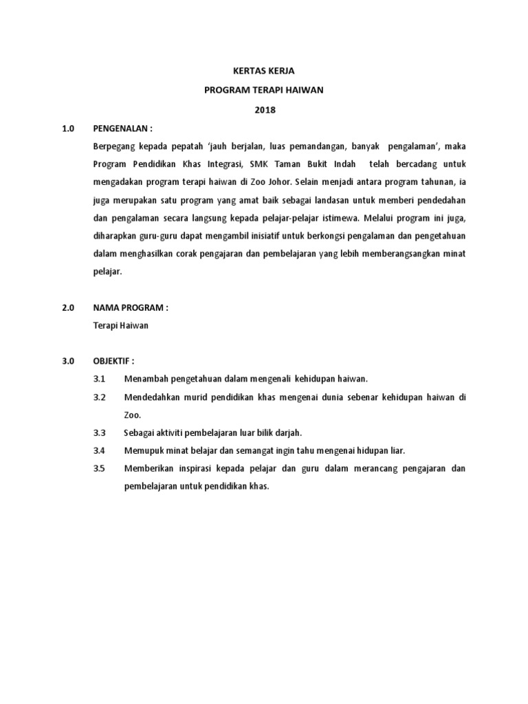 Kertas Kerja Lawatan Ke Zoo Johor | PDF