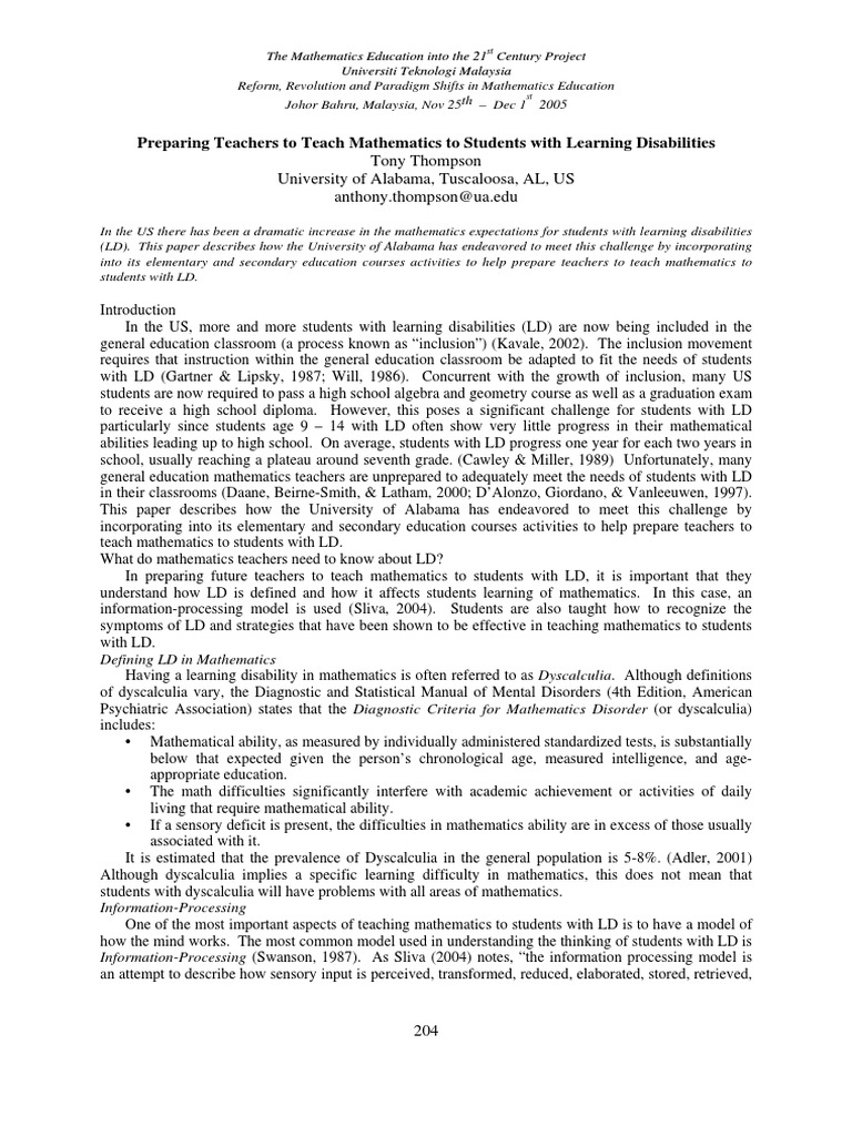 Teach Math LD | PDF | Memory | Learning Disability