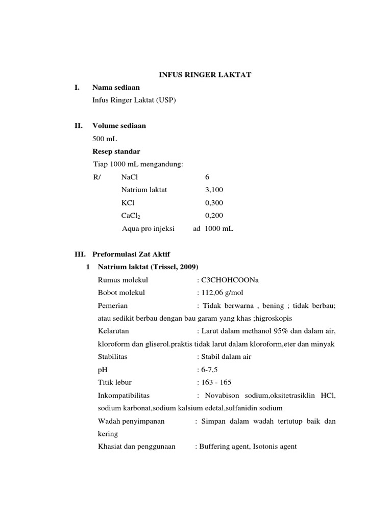 Laporan Infus Ringer Laktat | PDF