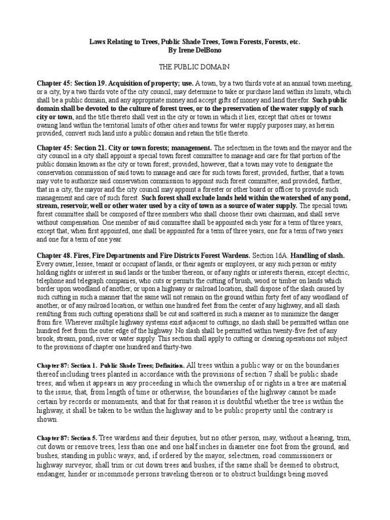 Chapter 87: Section 1. Public Shade Trees Definition | PDF | Damages ...