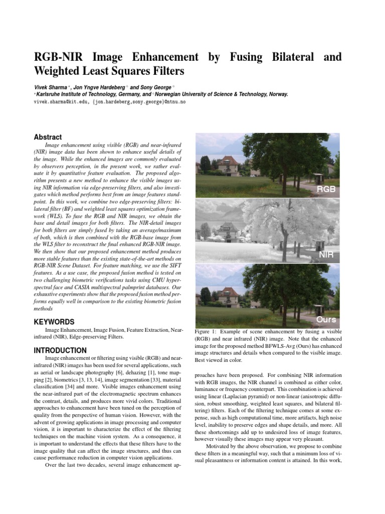 RGB-NIR Image Enhancement by Fusing Bilateral and Weighted Least ...