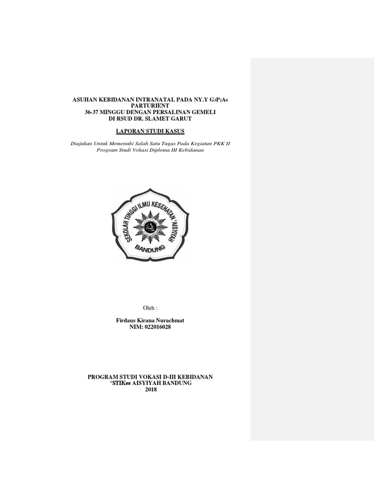 Laporan Praktik Lapangan Persalinan Dengan Gemelli | PDF