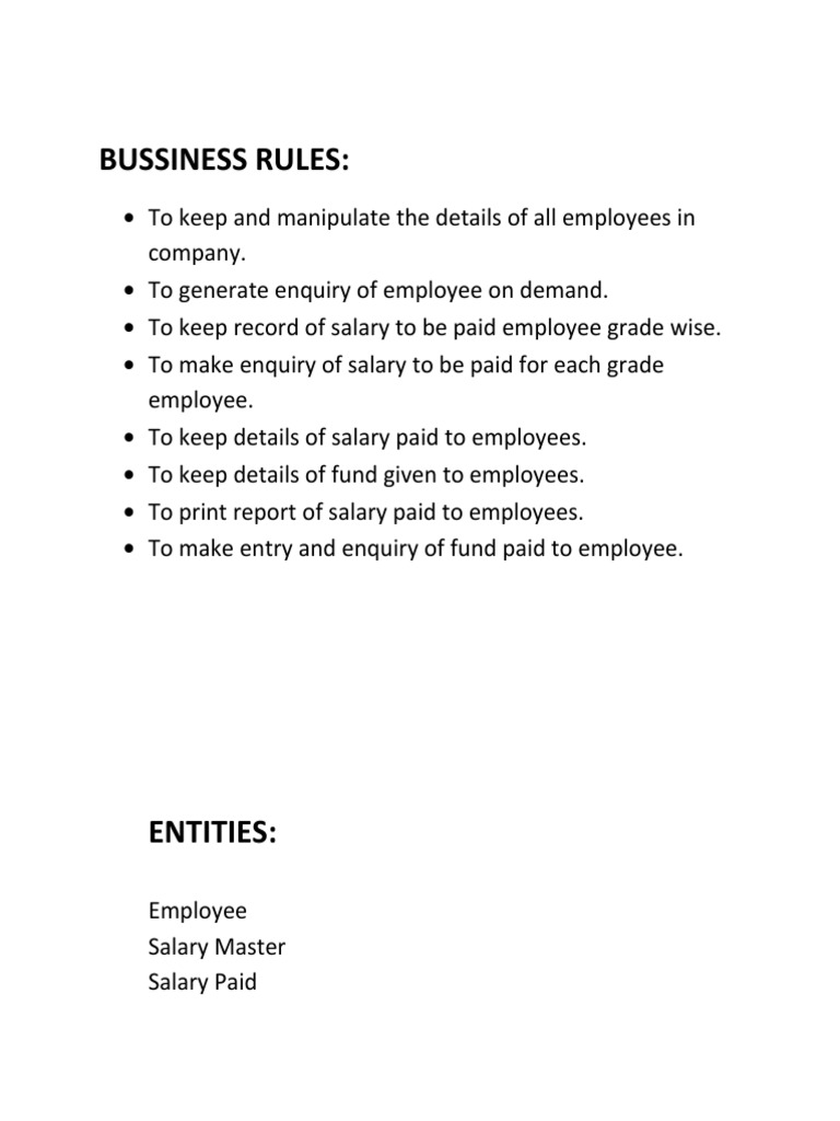 Employee Management System Business Rules and Entities | PDF