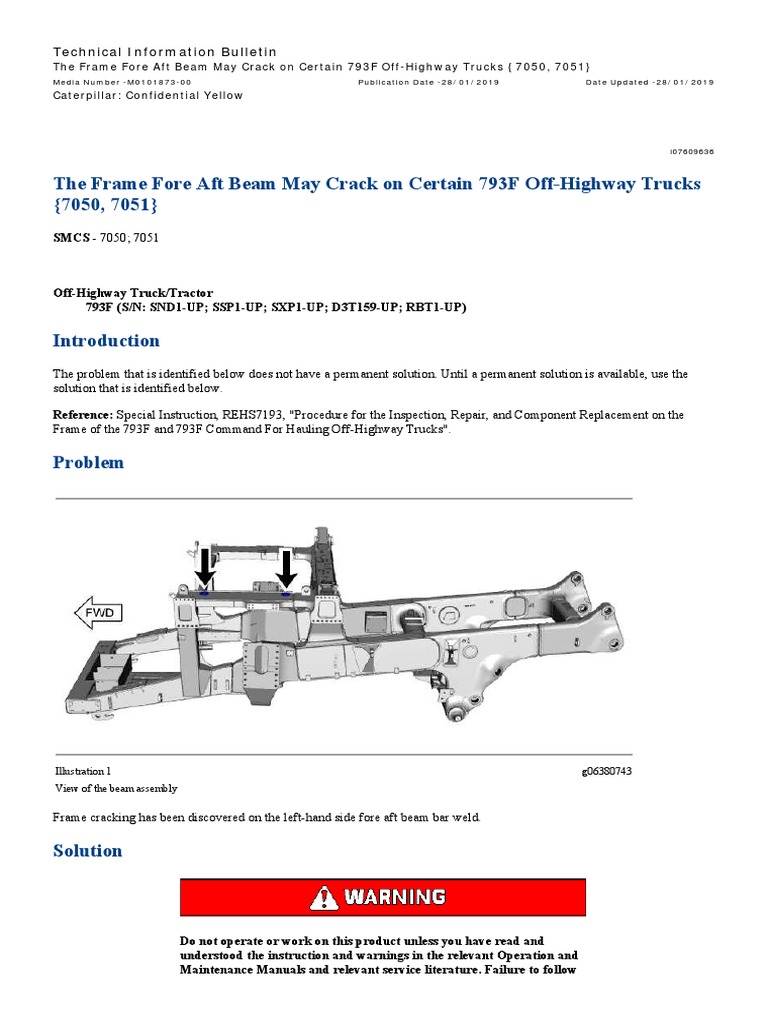 M0101873-00 - The Frame Fore Aft Beam May Crack On Certain 793F | PDF ...