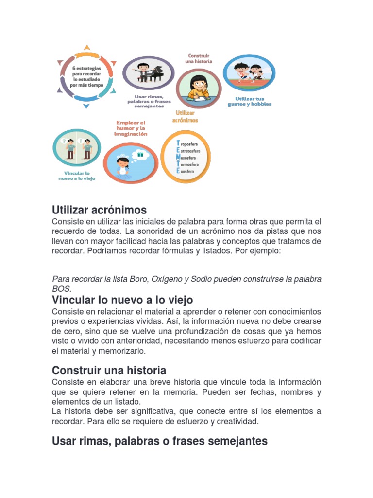 Utilizar Acrónimos | PDF | Memoria | Aprendizaje