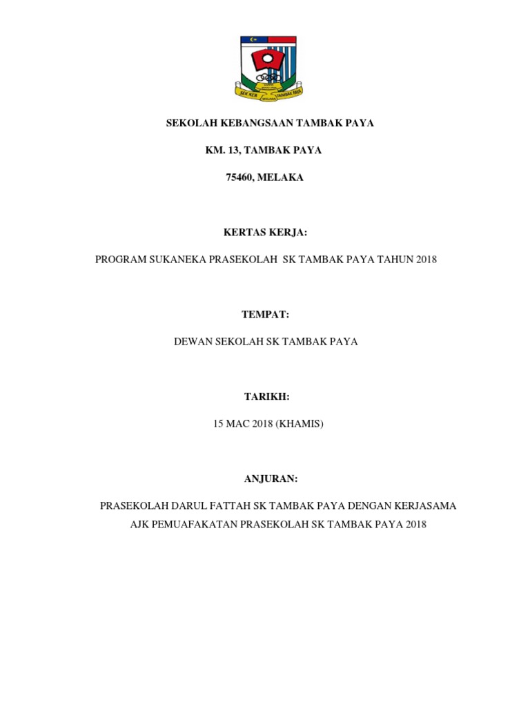 Program Sukaneka Prasekolah 2018 | PDF