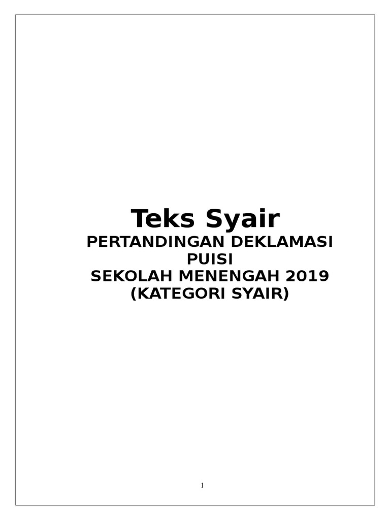 Teks Syair Lomba Deklamasi 2019 | PDF