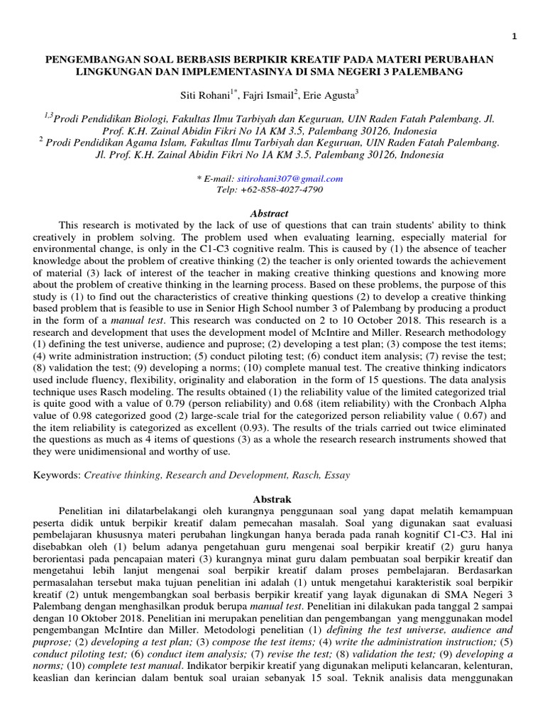 Jurnal Siti Rohani 14222168 | Download Free PDF | Creativity | Evaluation Methods