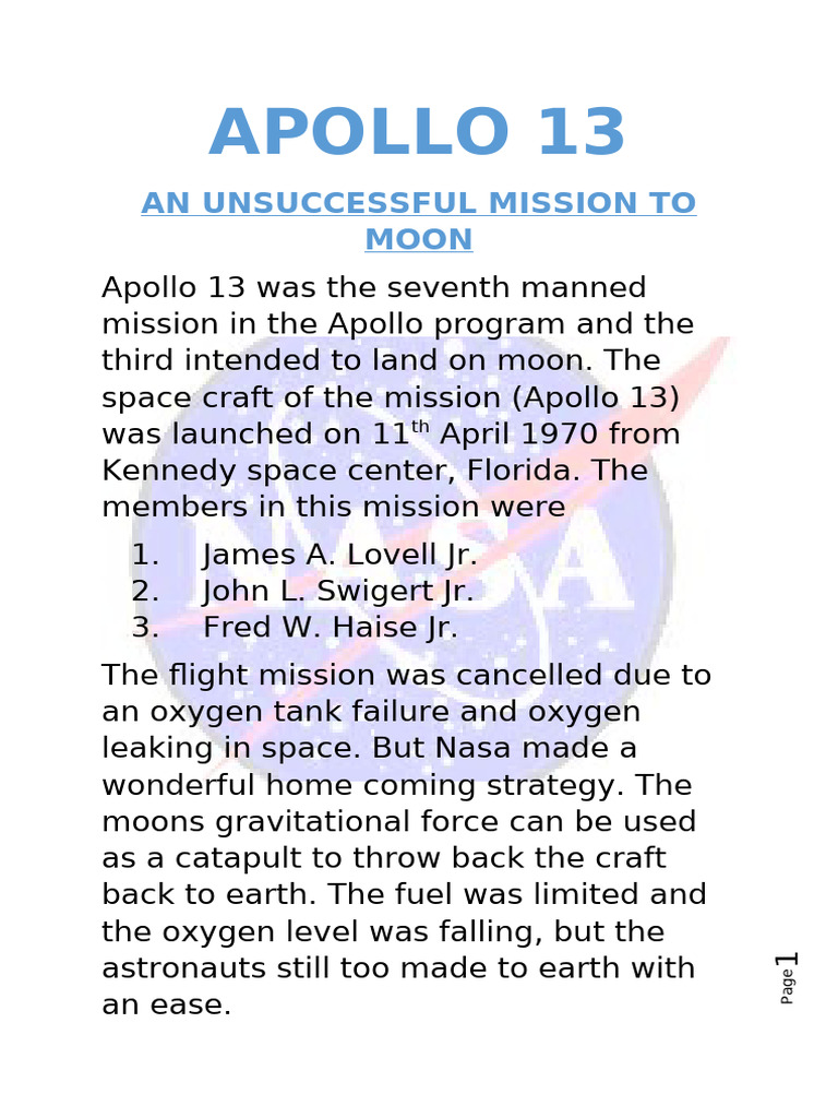 Apollo 13 | PDF | Apollo Program | Government Programs