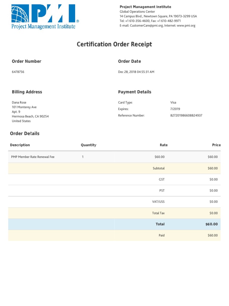 Certification Order Receipt 6478756 | PDF | Value Added Tax | Services ...