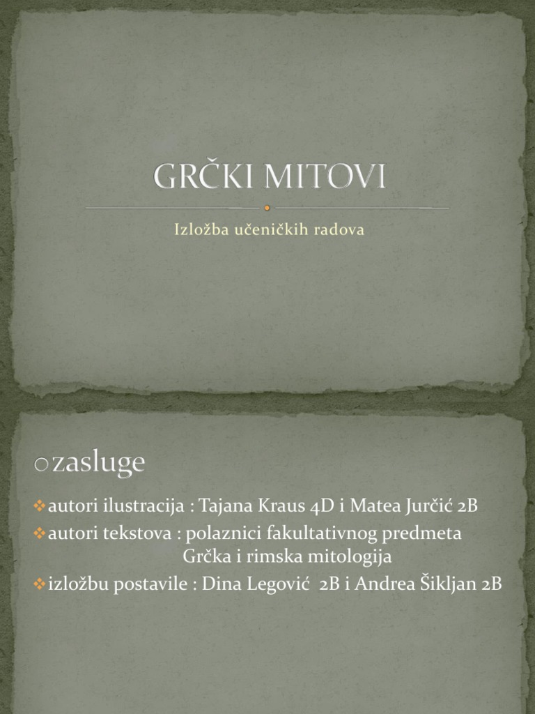 Manje Poznati Mitovi Iz Grcke I Rimske Mitologije BT | PDF