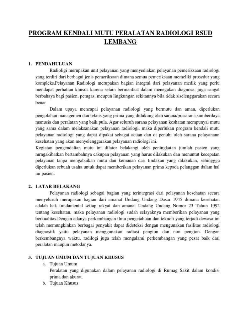 Program Kendali Mutu Alat | PDF | Teknologi & Rekayasa