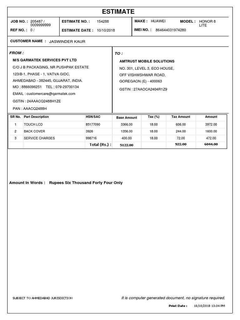 R PT Estimate GST | PDF