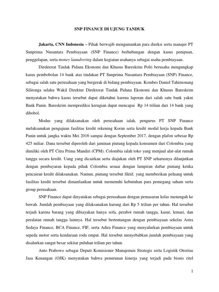 Kasus SNP Finance Selesai Turnitin Fix Dan Halaman CCC | PDF