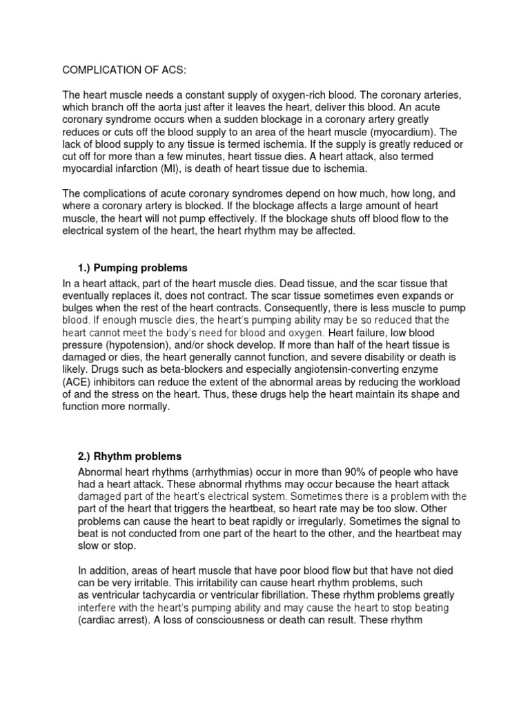 Complication of Acs | PDF | Heart | Myocardial Infarction
