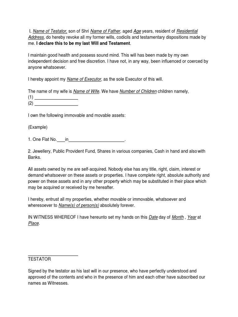 Will - Format | PDF