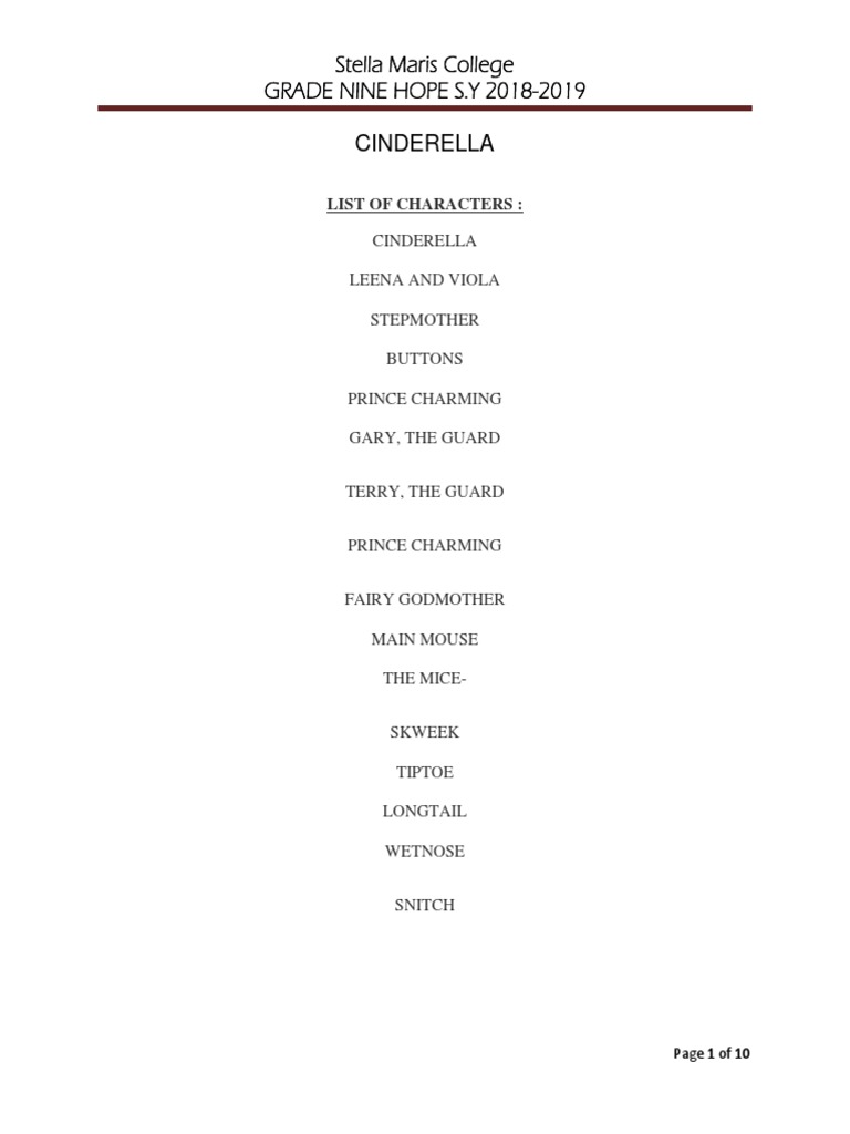 Cinderella - Script | PDF | Cinderella