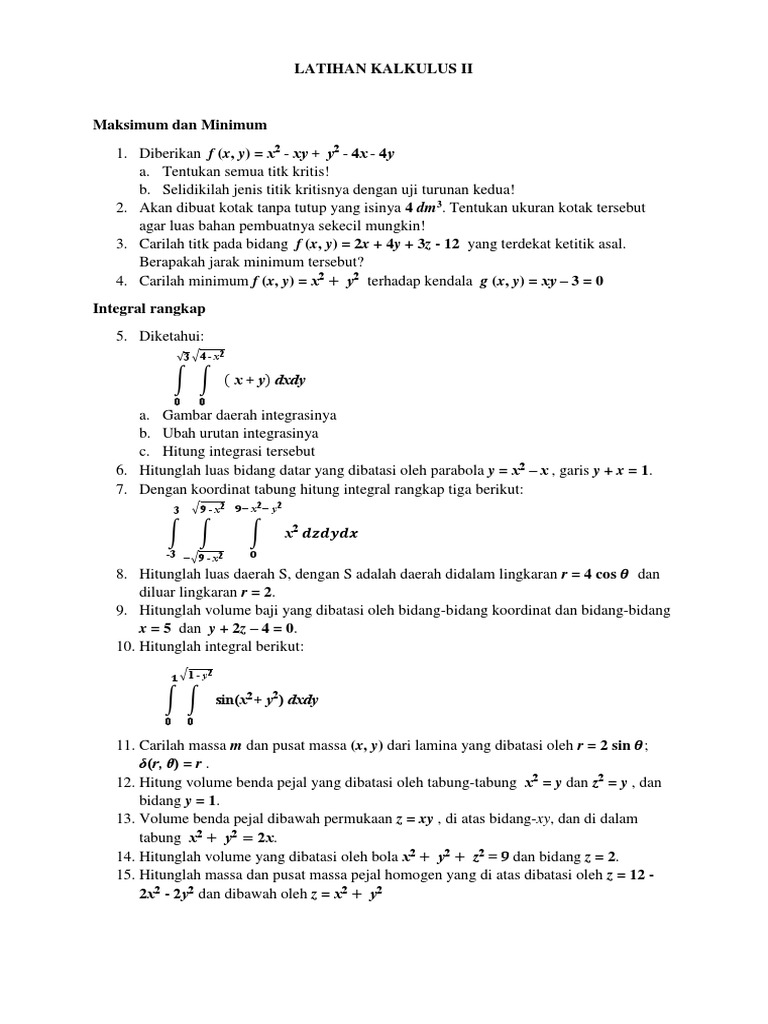 Latihan Kalkulus II | PDF