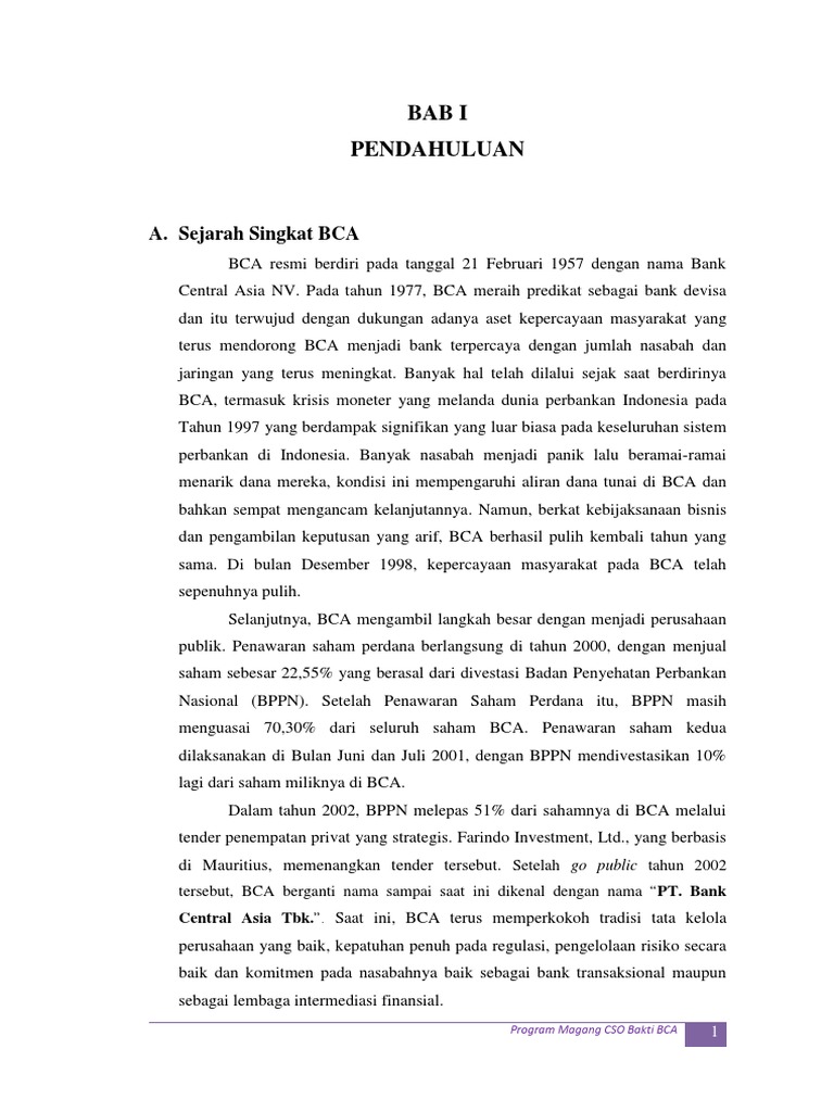 BCA's CSO Bakti Program Experience | PDF