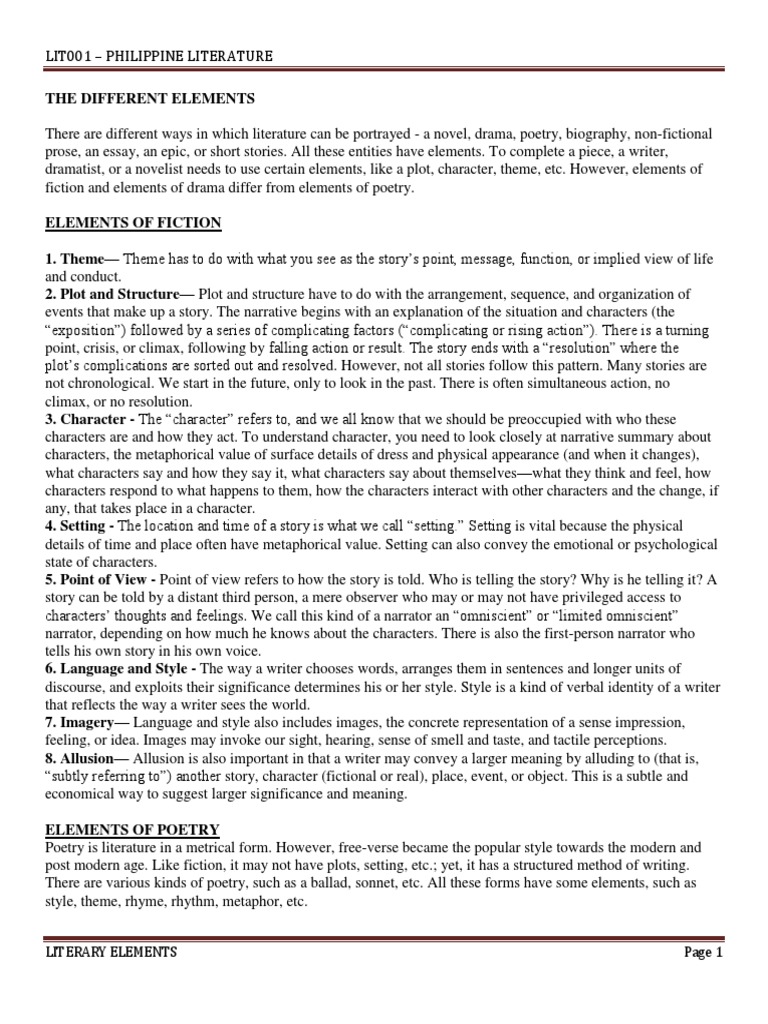 Literary Elements Explained | PDF | Poetry | Narration