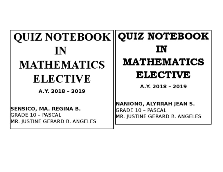 Quiz Notebook IN Mathematics Elective | PDF | Sports & Recreation