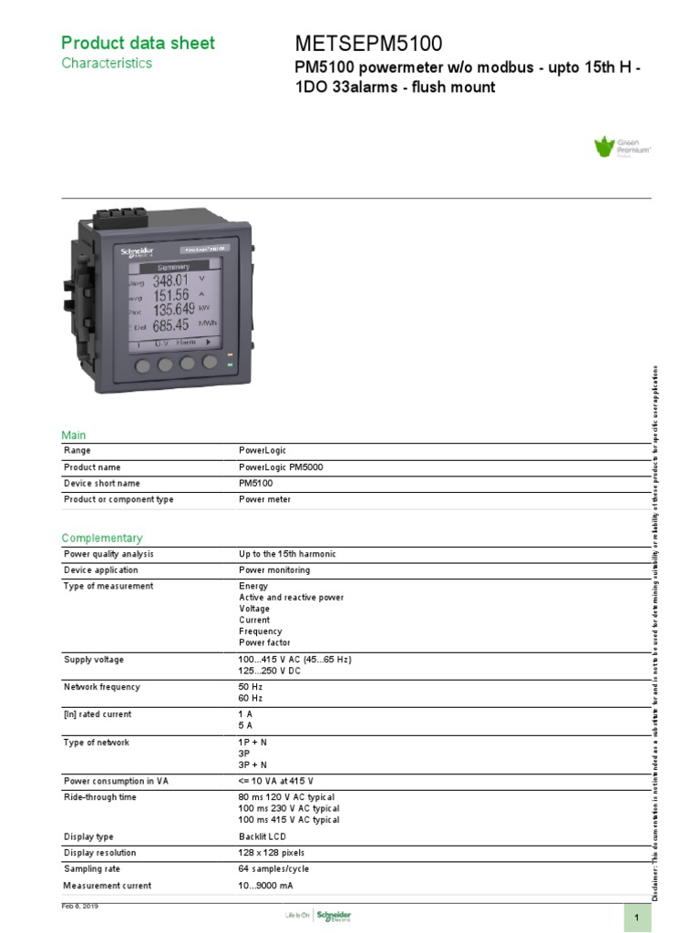 PowerLogic PM5000 Series - METSEPM5100 | PDF | Alternating Current | Ac ...