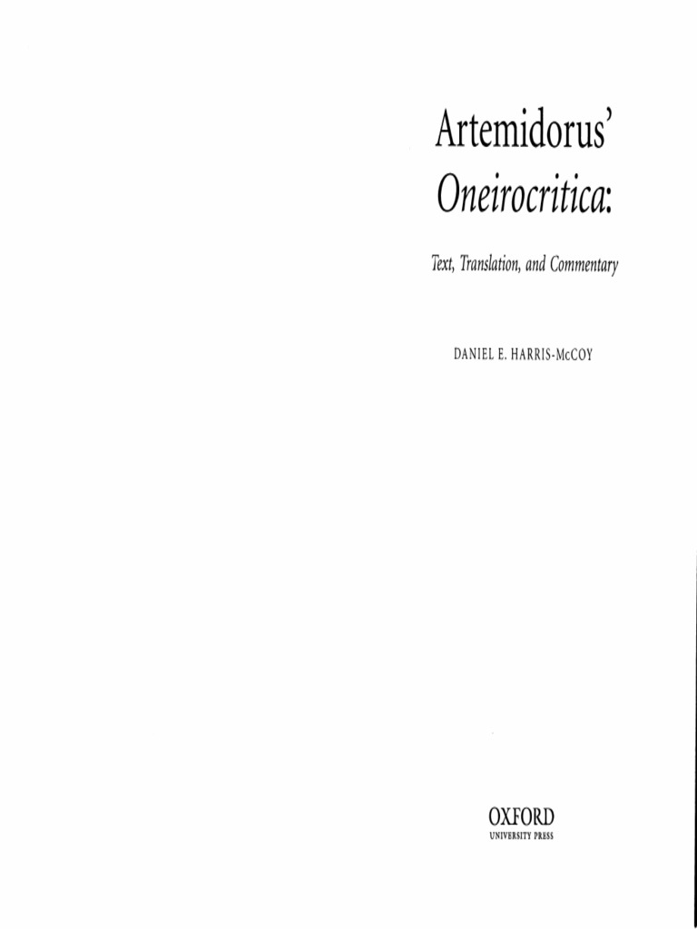 Artemidorus' Oneirocritica - Text, Translation and Commentary | PDF