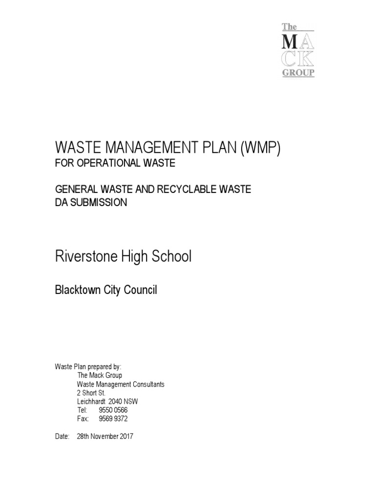 Waste Management Plan 71 McCulloch Street Riverstone DoE | PDF | Waste ...