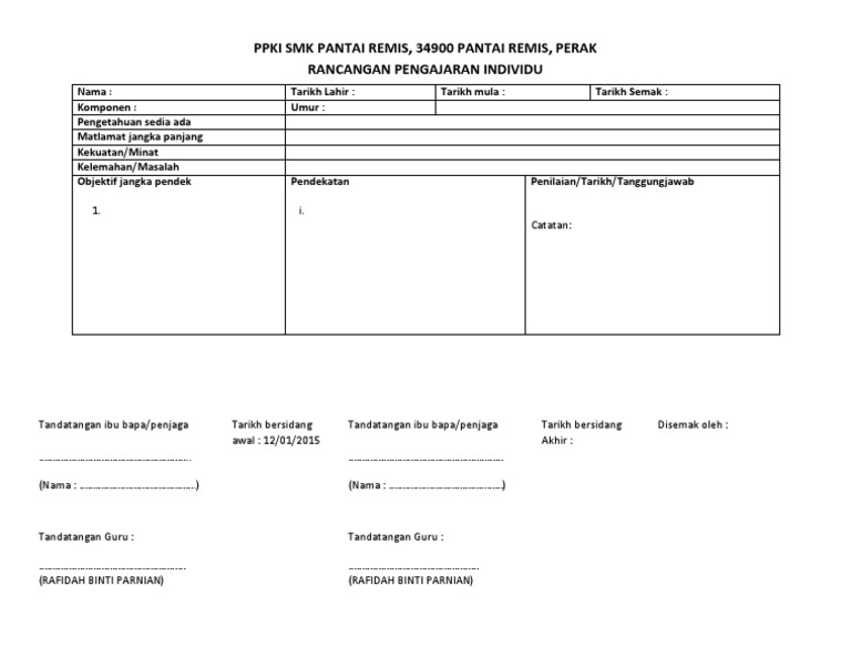 Contoh Rpi Draf | PDF