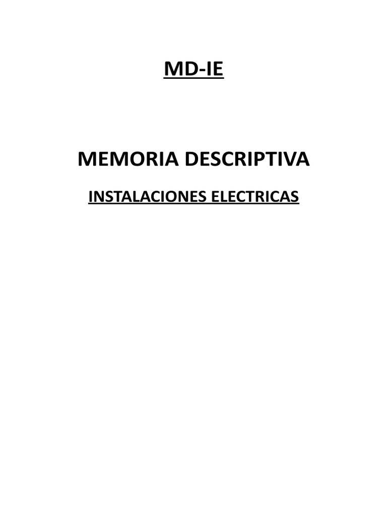 Memoria Descriptiva Instalaciones Eléctricas | PDF | Energia electrica | Corriente eléctrica