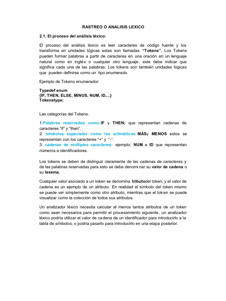 Analisis Lexico | PDF | Lenguaje de programación | Desarrollo de software