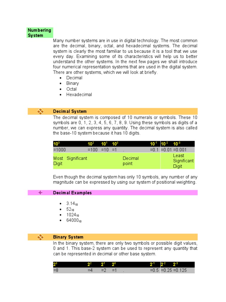 Numbering System | PDF | Boolean Algebra | Decimal